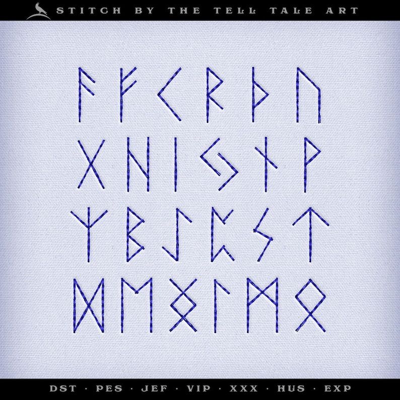 Full Set of 24 Basic Futhark Runes - Both Satin & Faux Hand-stitch - 1 ...