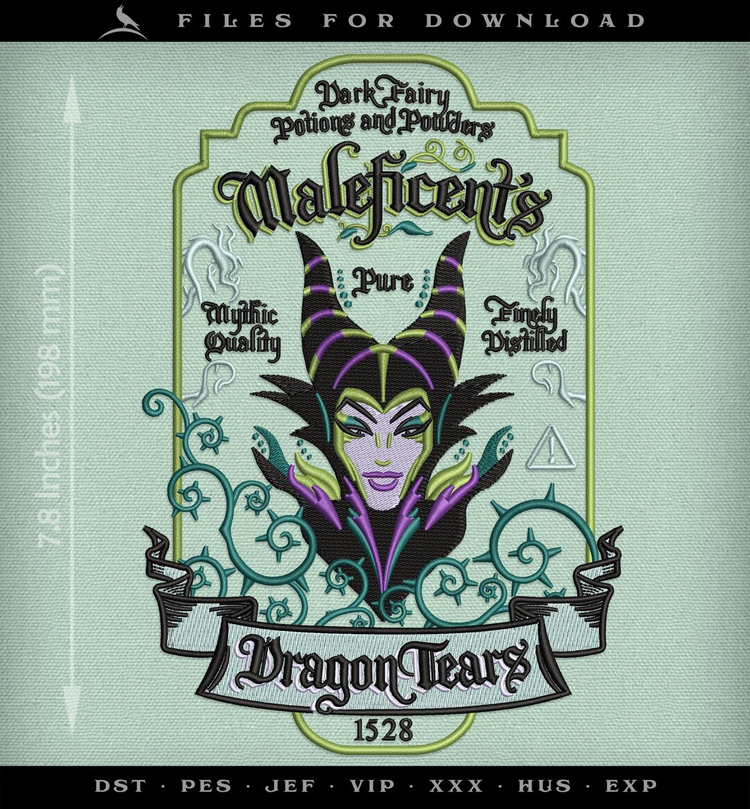 Dark Fairy “dragon Tears” Embroidery Design – Mythic Potion Label – 7 ...