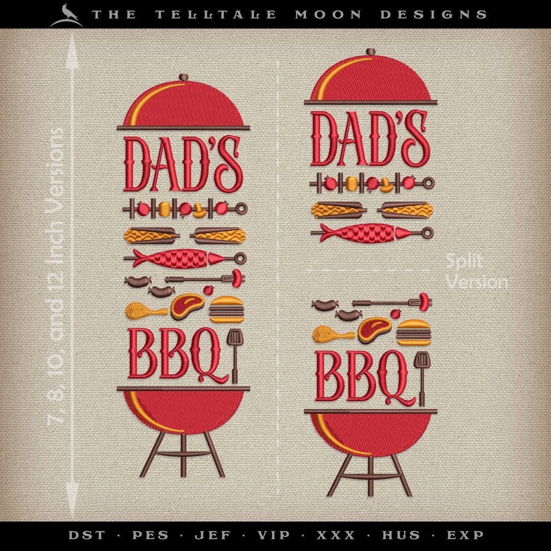 Embroidery: "dad's Bbq" Design for Backyard Barbecue - Four Sizes PLUS ...