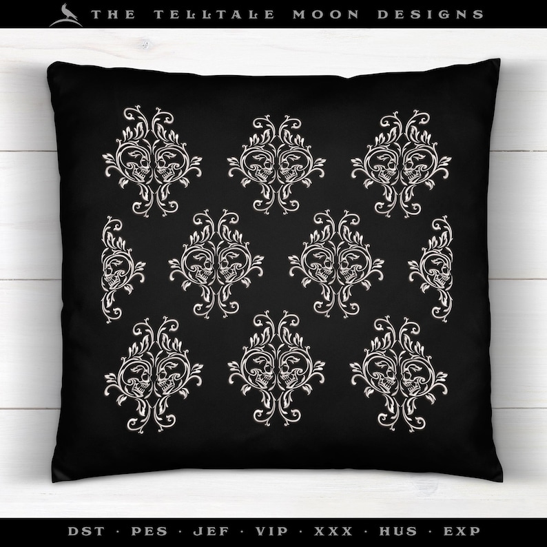Gothic Skull Damask Embroidery Designs: Four Sizes (digital Download ...