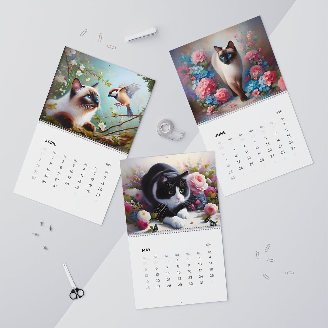 Original Cat Lovers Art Wall Calendars 2024 - Etsy
