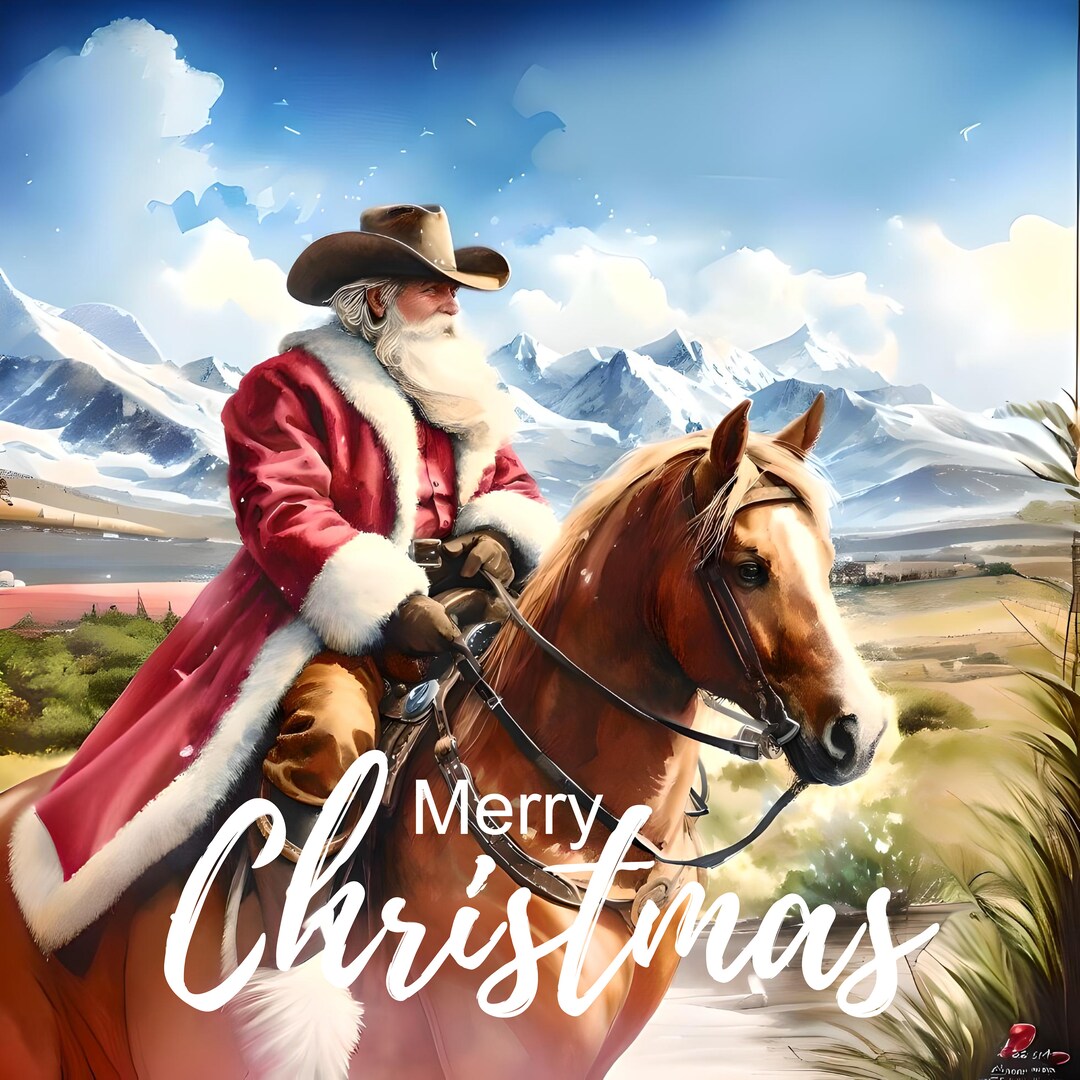 Western Cowboy Santa on a Horse - Etsy
