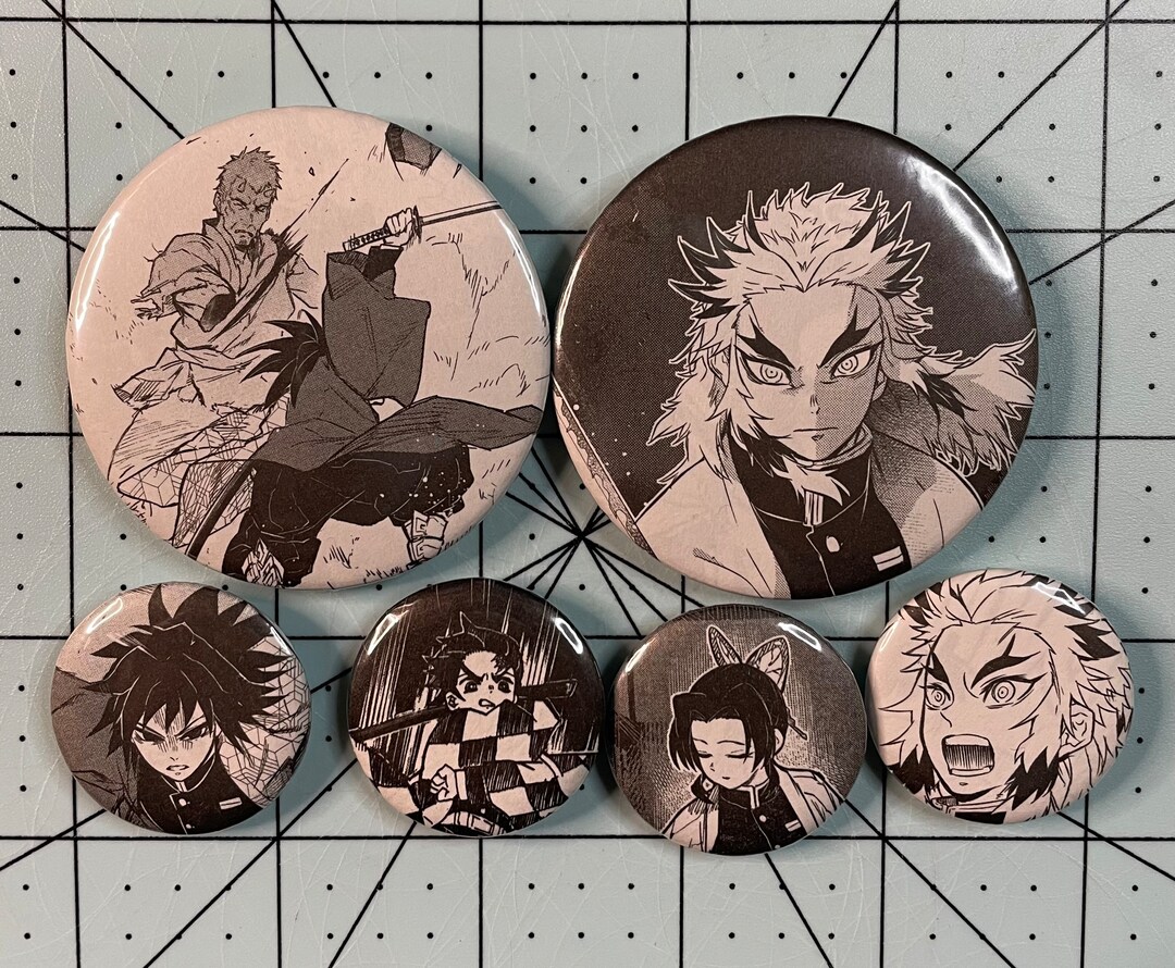 Demon Slayer Manga Button Pins - Etsy