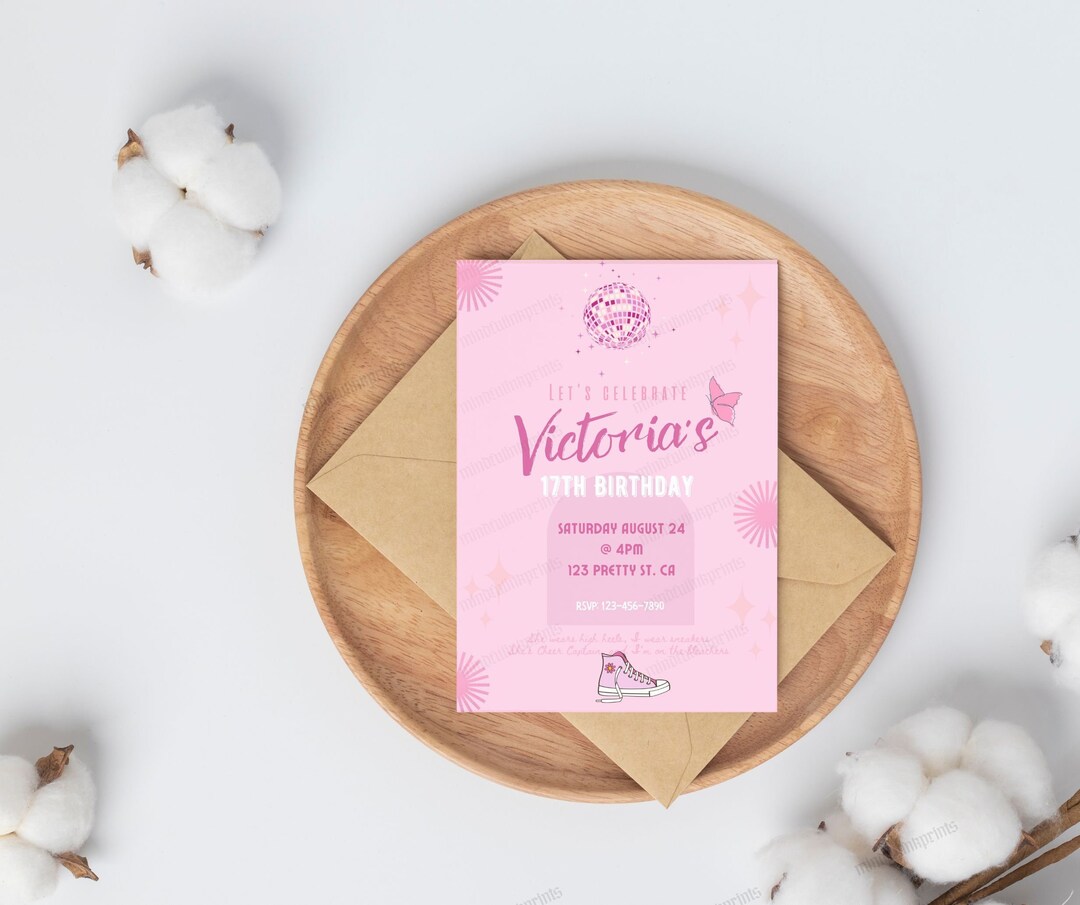 Pink Swiftie Birthday Invite | Electronic Invitation | Printable ...