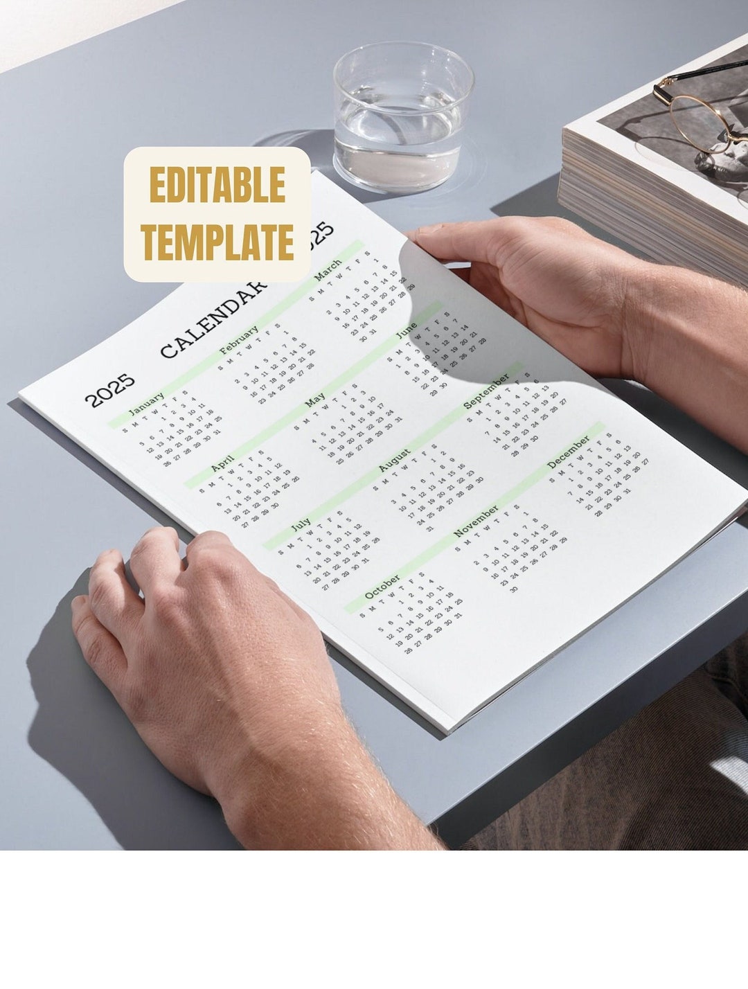 Editable 2025 Calendar With Sunday Start Minimalist Letter Size ...