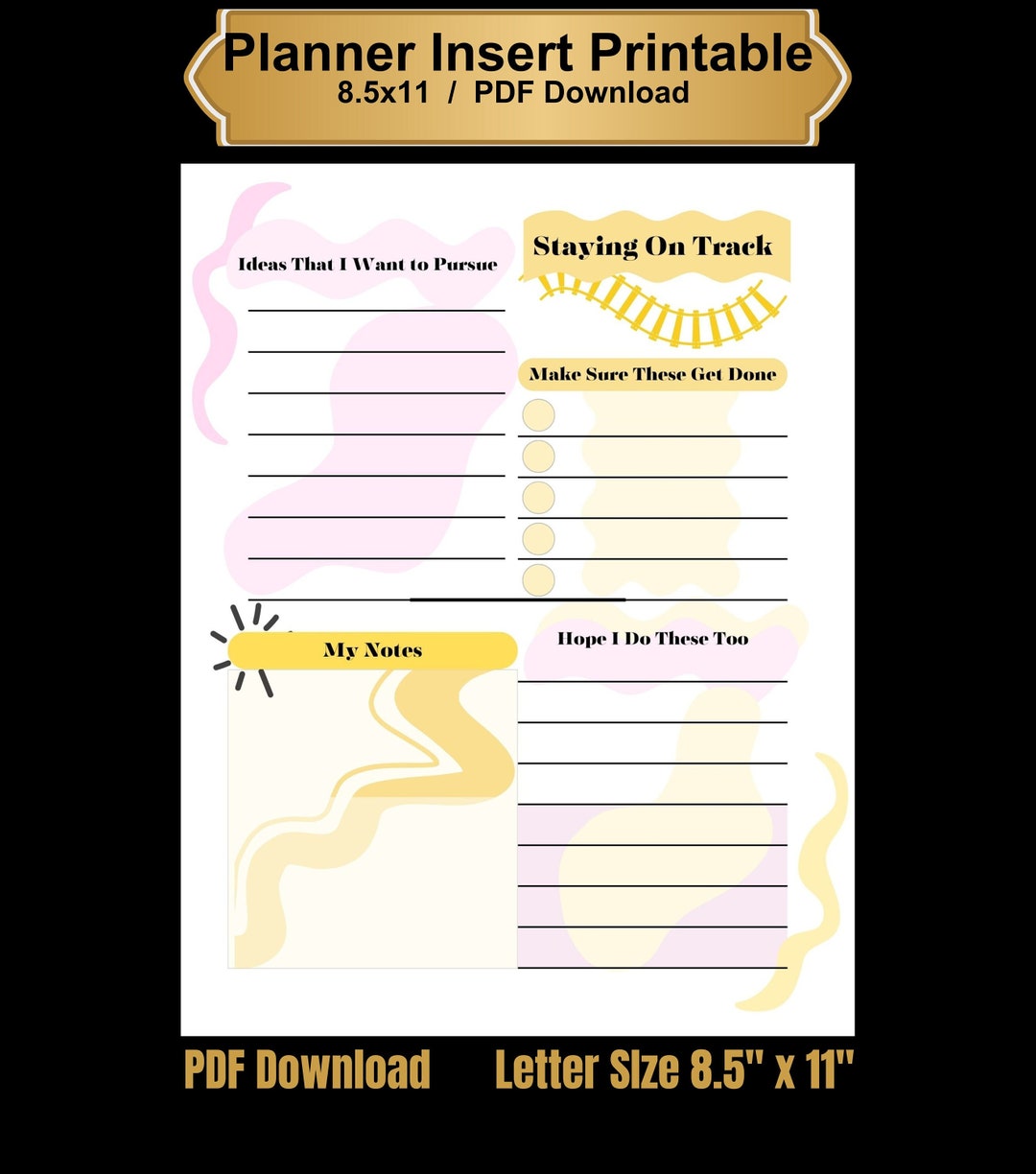 Goal Tracker Printable, Letter Size Planner Insert, Pink Planner ...