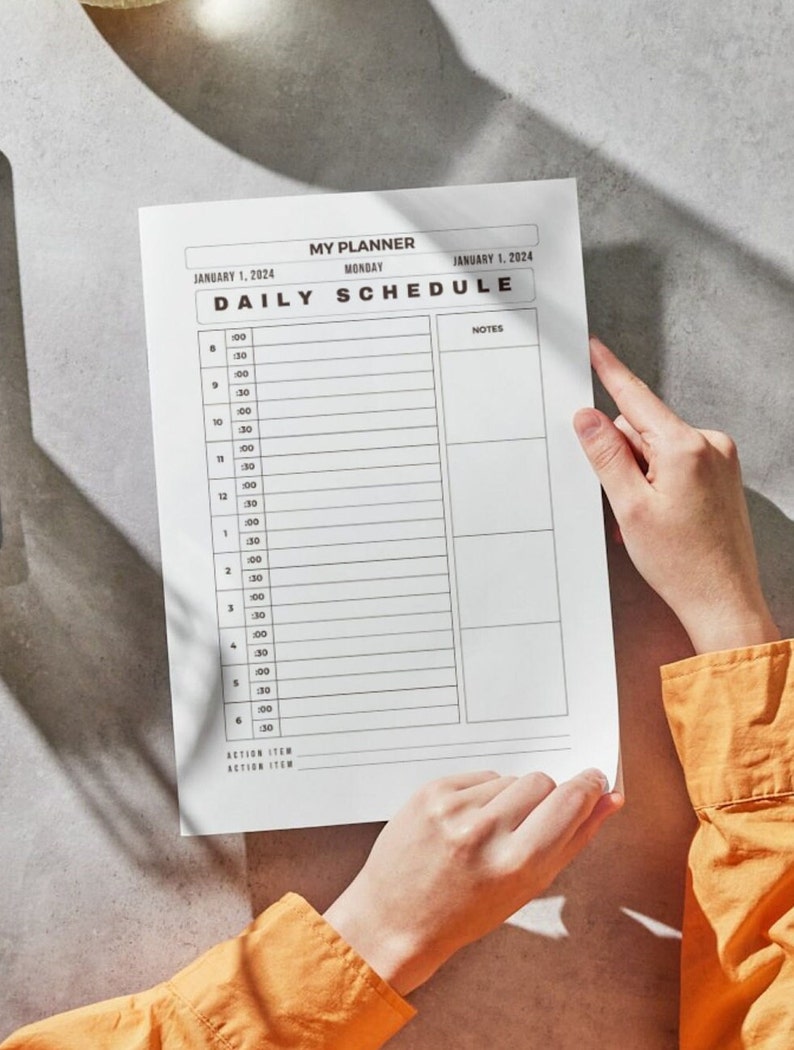 Printable 2024 Daily Calendar Scheduler With Sunday Start and a Page ...