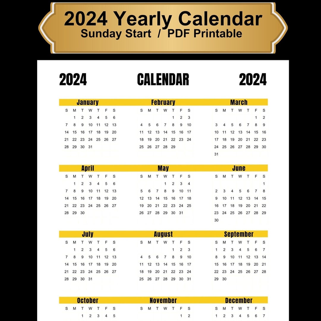 Printable 2024 Calendar With Sunday Start Minimalist Letter Size - Etsy