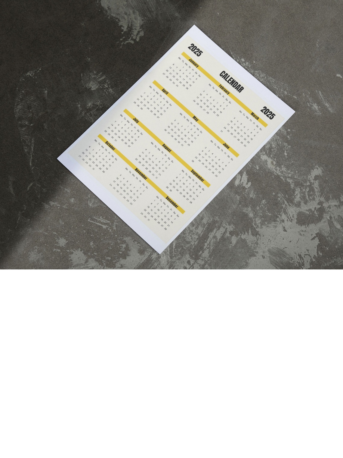 2025 Monday Start Printable Calendar, Year Calendar 2025, One Page ...