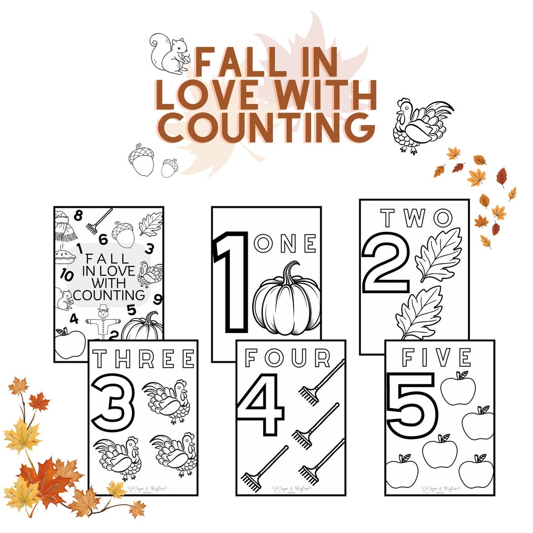 Coloring Book: Fall in Love With Counting - Etsy