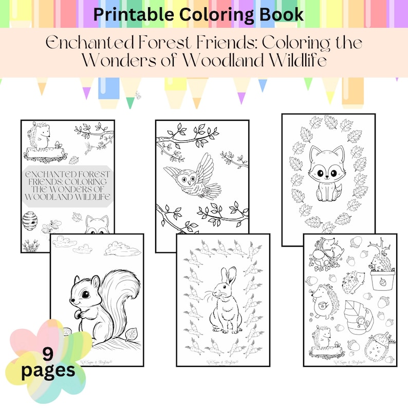 Printable Coloring Book Enchanted Forest Friends Wonders of Woodland ...