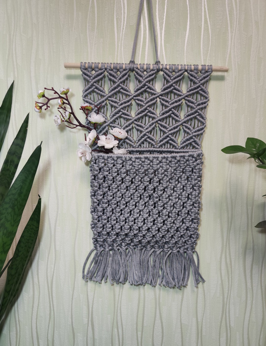 Macrame Wall Hangingwall Pocketboho Weaving Wall Storage Rusticwall ...