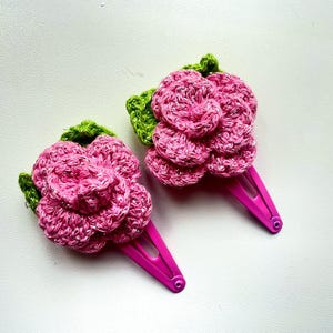 Handmade Crochet Rose Click-clack Hair Clips for Girls & Women - Etsy