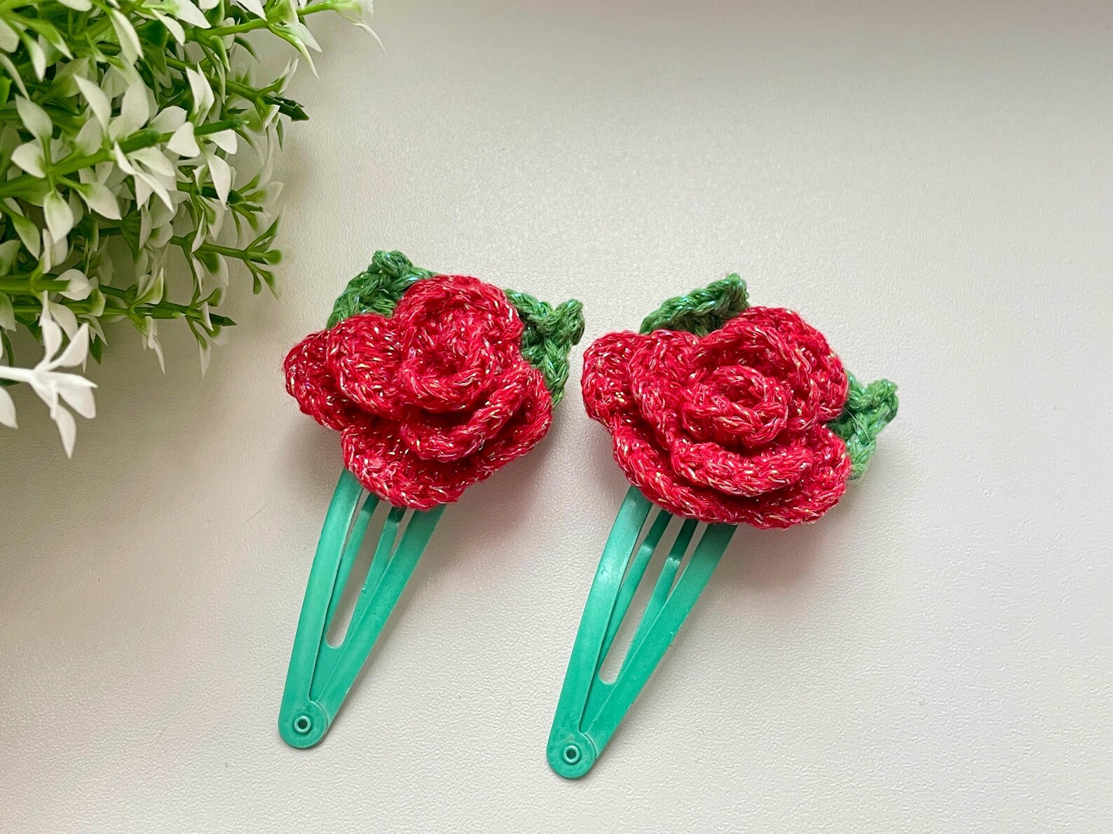 Handmade Crochet Rose Click-clack Hair Clips for Girls & Women - Etsy