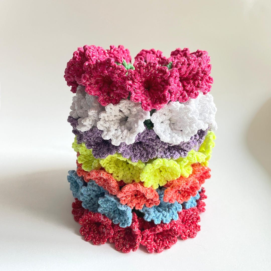 Flower Hair Scrunchie, Crochet Hair Tie - Etsy
