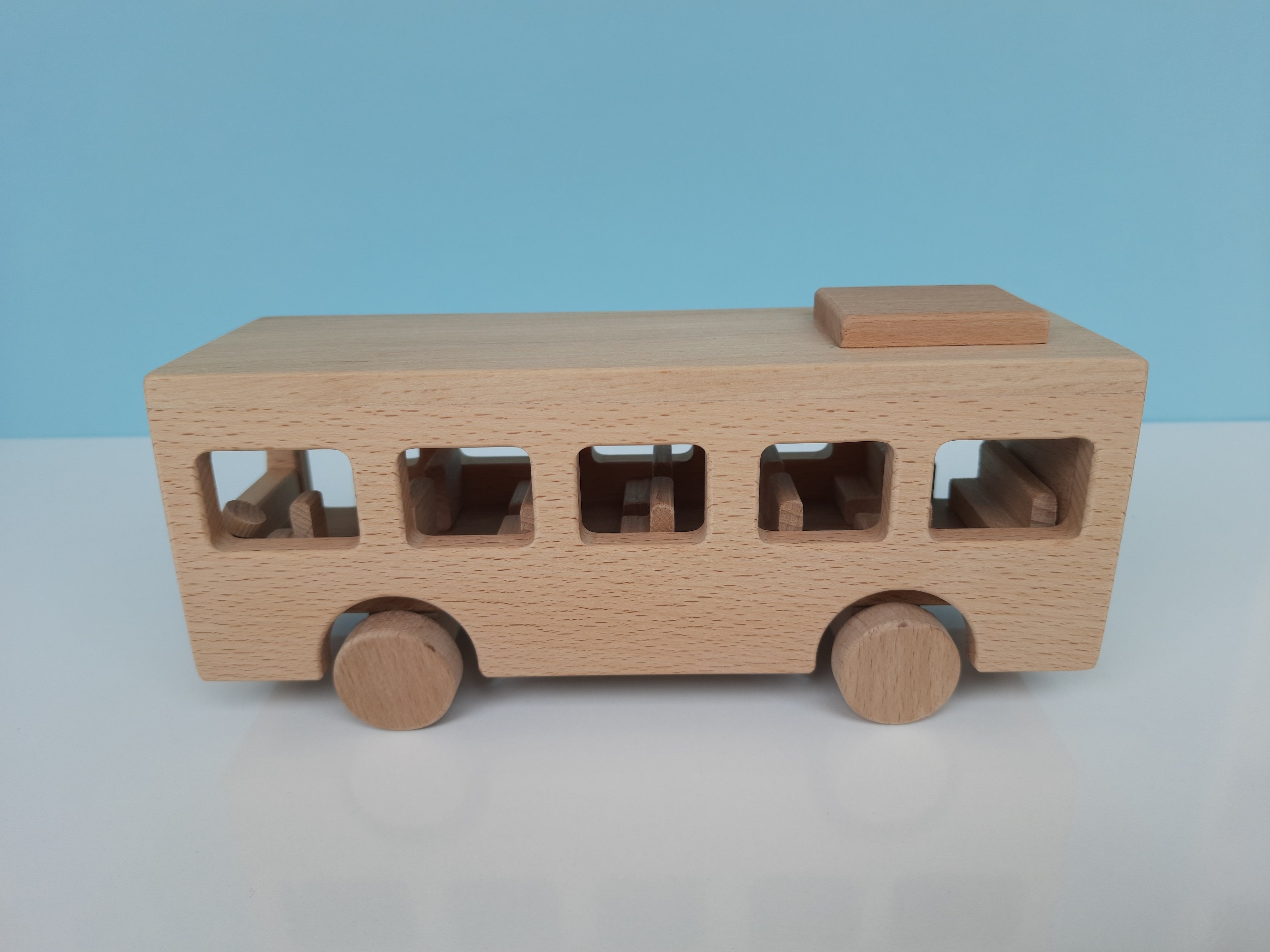 Eco-friendly Wooden School Bus Toy Handmade Bus Toy for Kids Push and ...