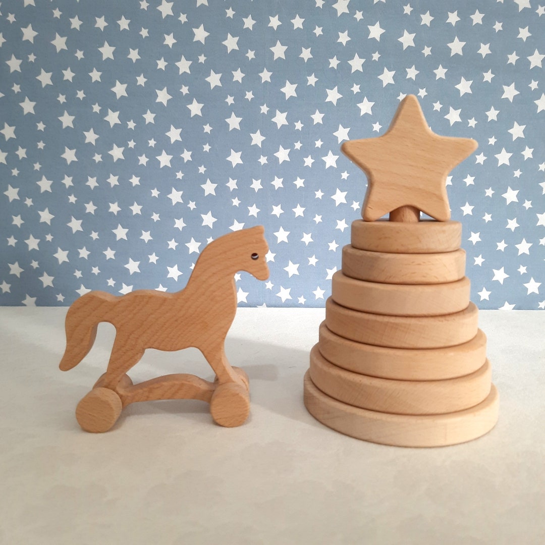 Wooden Stacking Tower Montessori Toy for Toddlers Learning and ...