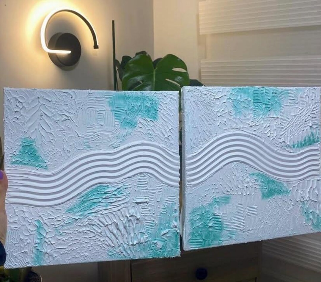 Ahenk Doku Tablo 2li Set , Texture Art, 3 Boyutlu Tablo, İskandinav ...