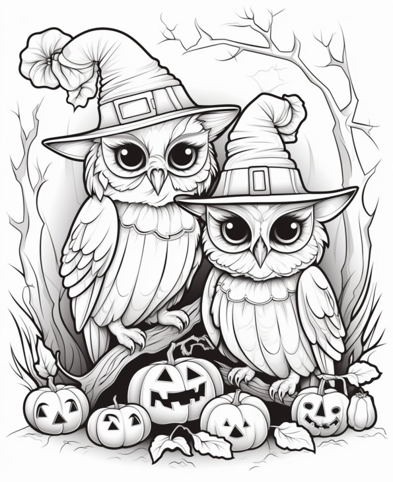 Halloween Animals Downloadable Coloring Book - Etsy