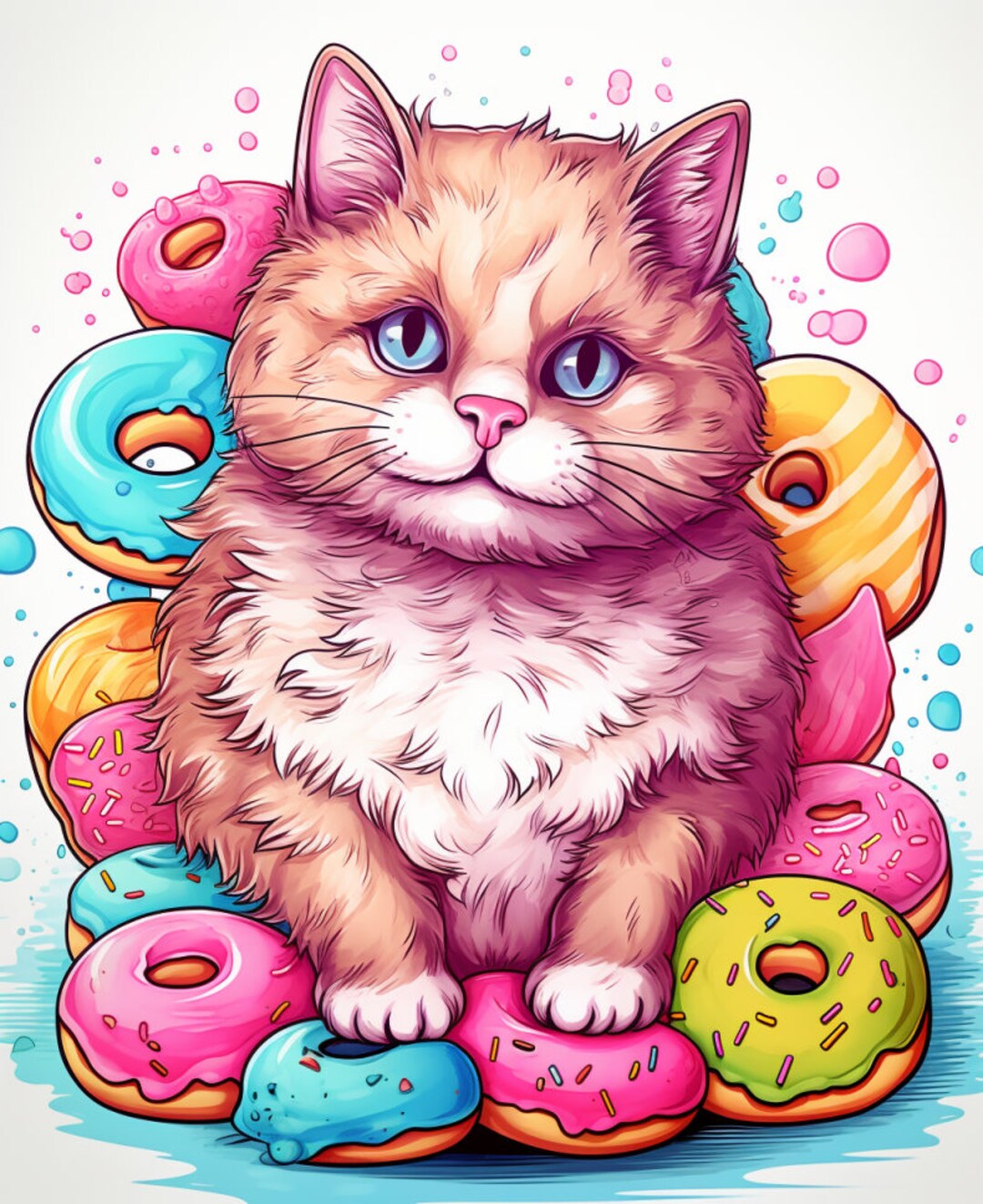 Cats and Donuts Downloadable Coloring Book - Etsy