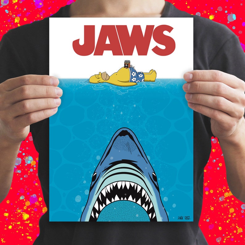The Simpsons X Jaws Mash up Movie Poster A4 Print Retro - Etsy