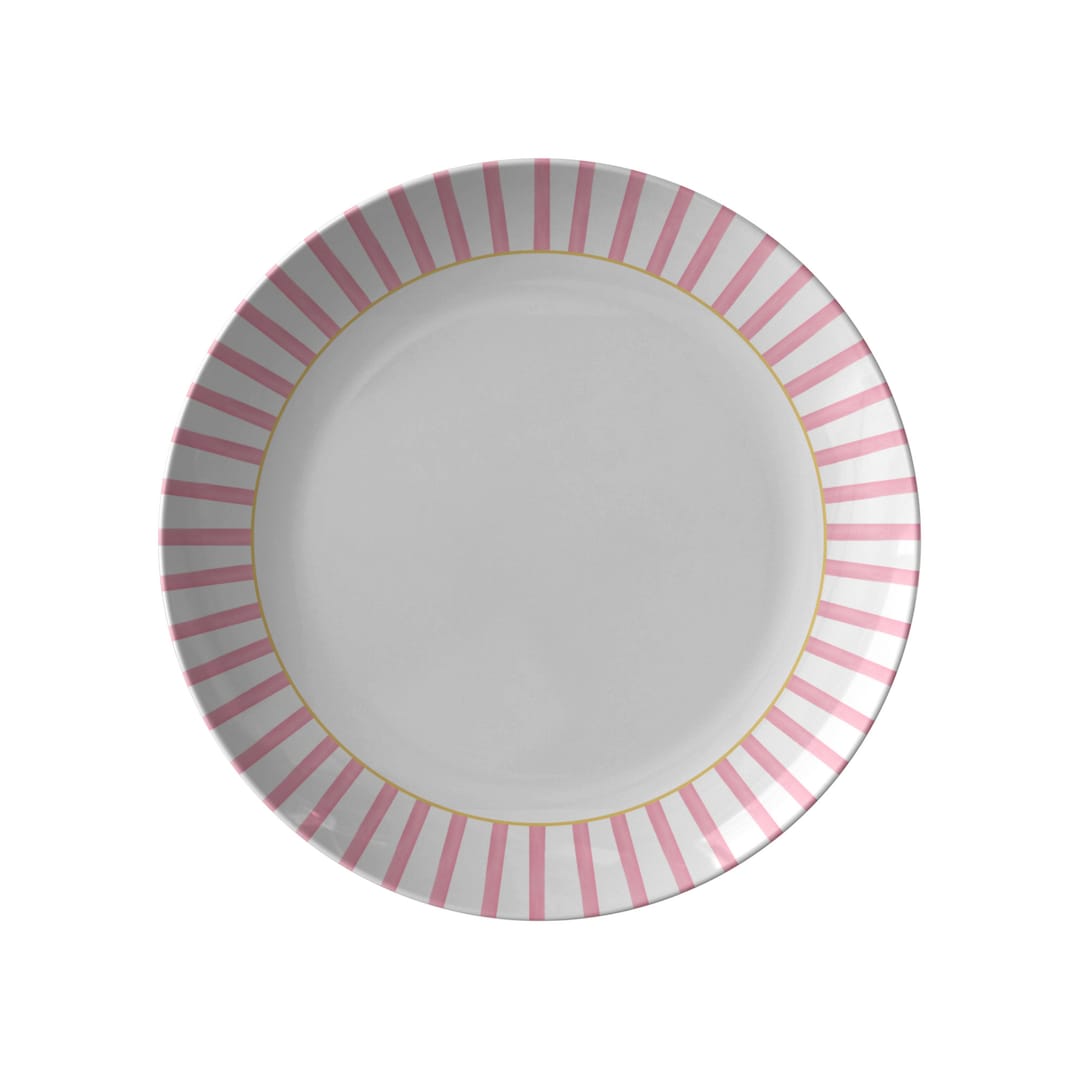 Pastel Pink Melamine Plate With Hand-painted Watercolor Stripes ...