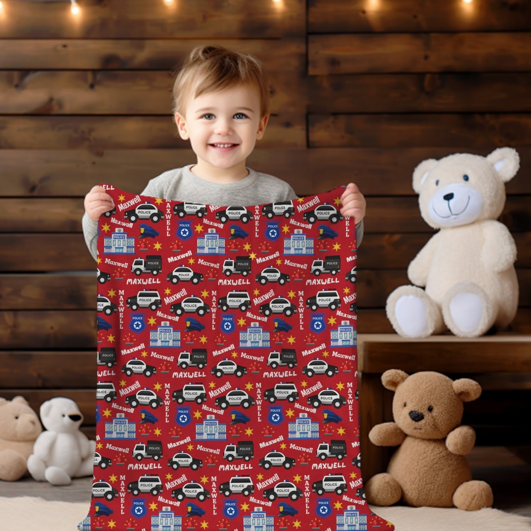 Custom Police Blanket Personalized With Kid's Name, Police Lovers Gift ...