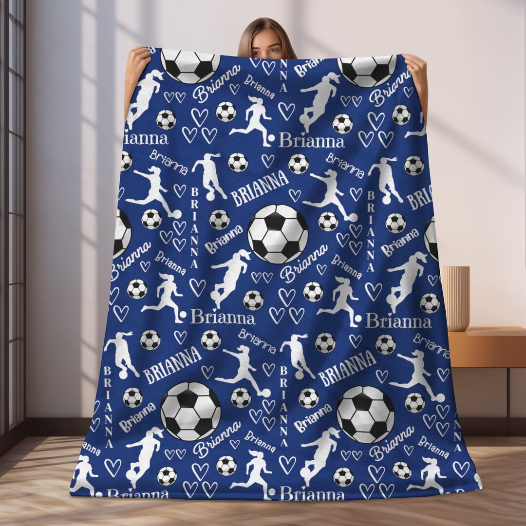 CUSTOM Soccer Blanket, Personalized Blanket With Soccer Player's Name ...