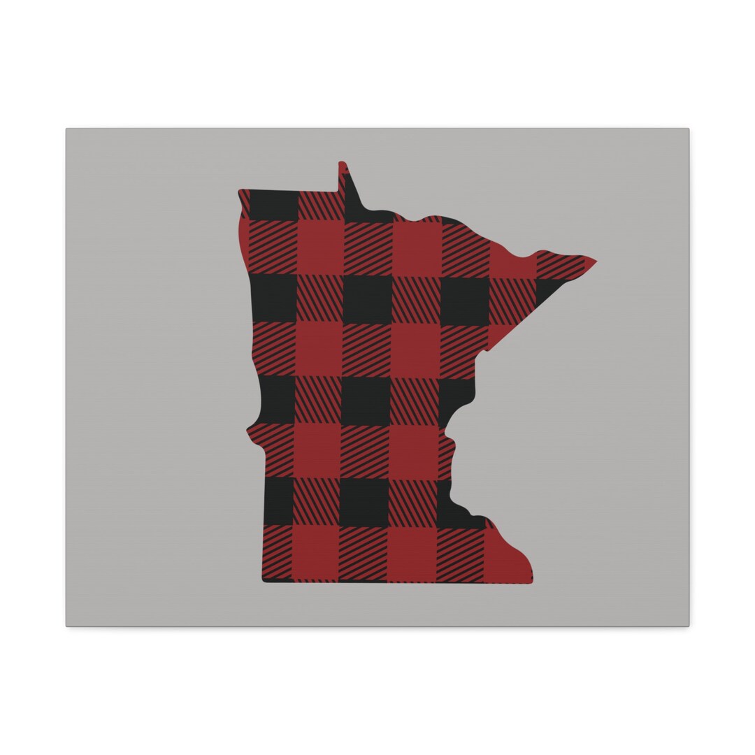 Minnesota Canvas Art, Wall Decor, Black & Red Buffalo Plaid, Minnesota ...