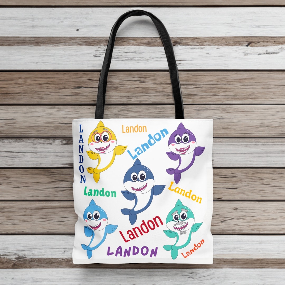 Custom Shark Bag Personalized With Kid's Name, Customized Tote With Kid ...