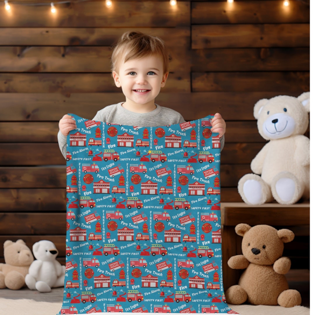 Fire Truck Blanket, Fire Truck Theme Nursery, Fire Truck Lovers Gift ...