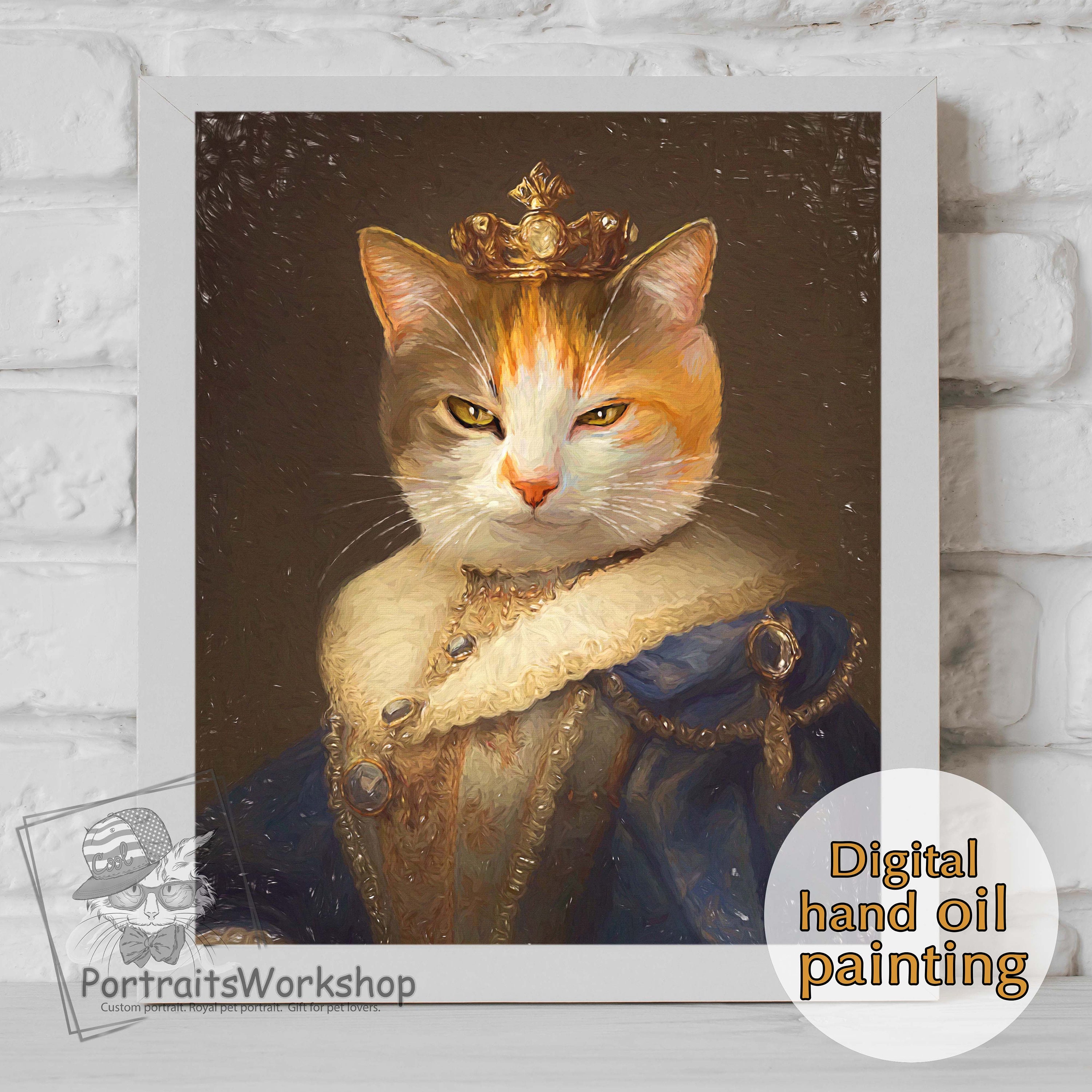 Custom Royal Cat Portrait, Renaissance Cat Painting, Pet Lovers Gift ...