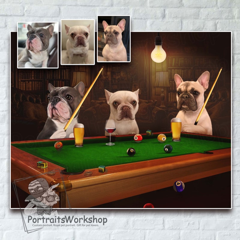 Dogs Playing Pool - Etsy