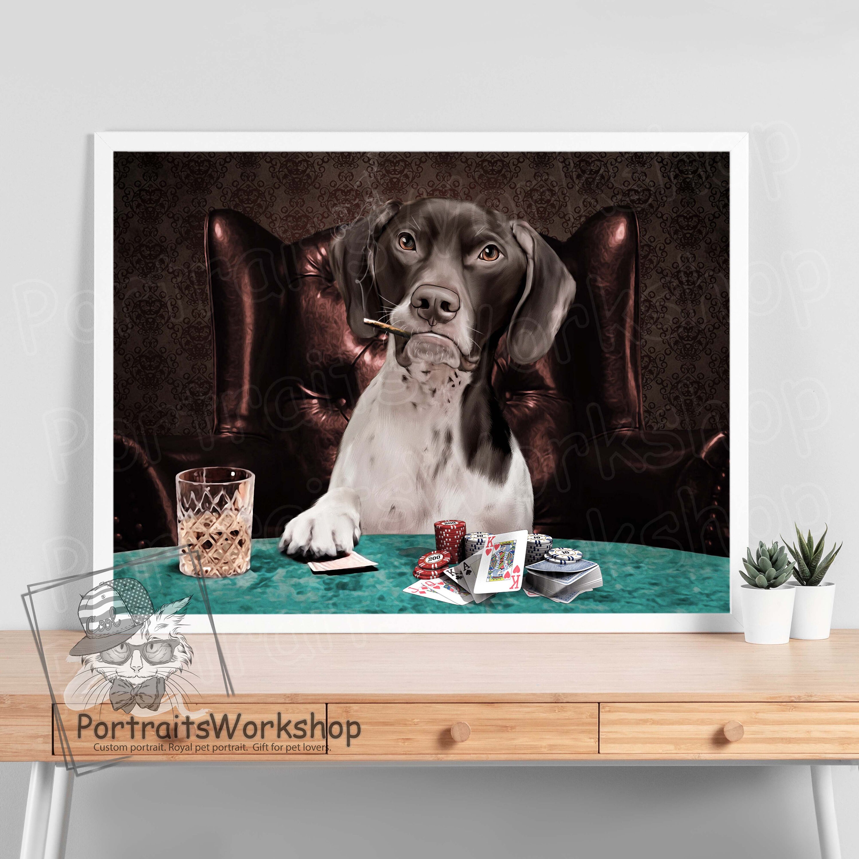Custom Pet Portrait, Dogs Playing Poker, Pet Playing Poker, Funny Pet ...