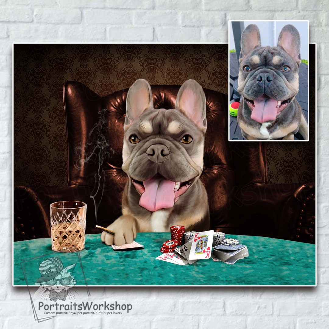 Customized Dog Playing Poker | Custom Pet Poker Canvas | Personalized ...