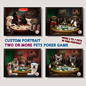 Custom Pet Portrait, Dogs Playing Poker, Pet Playing Poker, Funny Pet ...