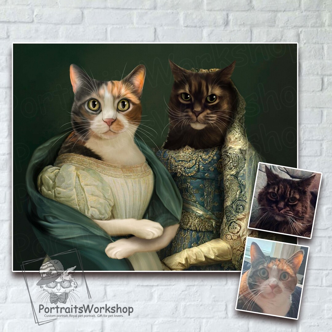 Custom Royal Cat Portrait Renaissance Cat Painting Pet Lovers Gift ...