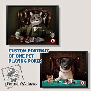 Custom Pet Portrait, Dogs Playing Poker, Pet Playing Poker, Funny Pet ...