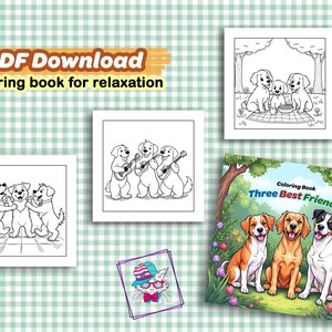 Cute Canine Coloring Pages Set, 10 Cozy Designs for Instant Download ...