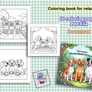 Cute Canine Coloring Pages Set, 10 Cozy Designs for Instant Download ...