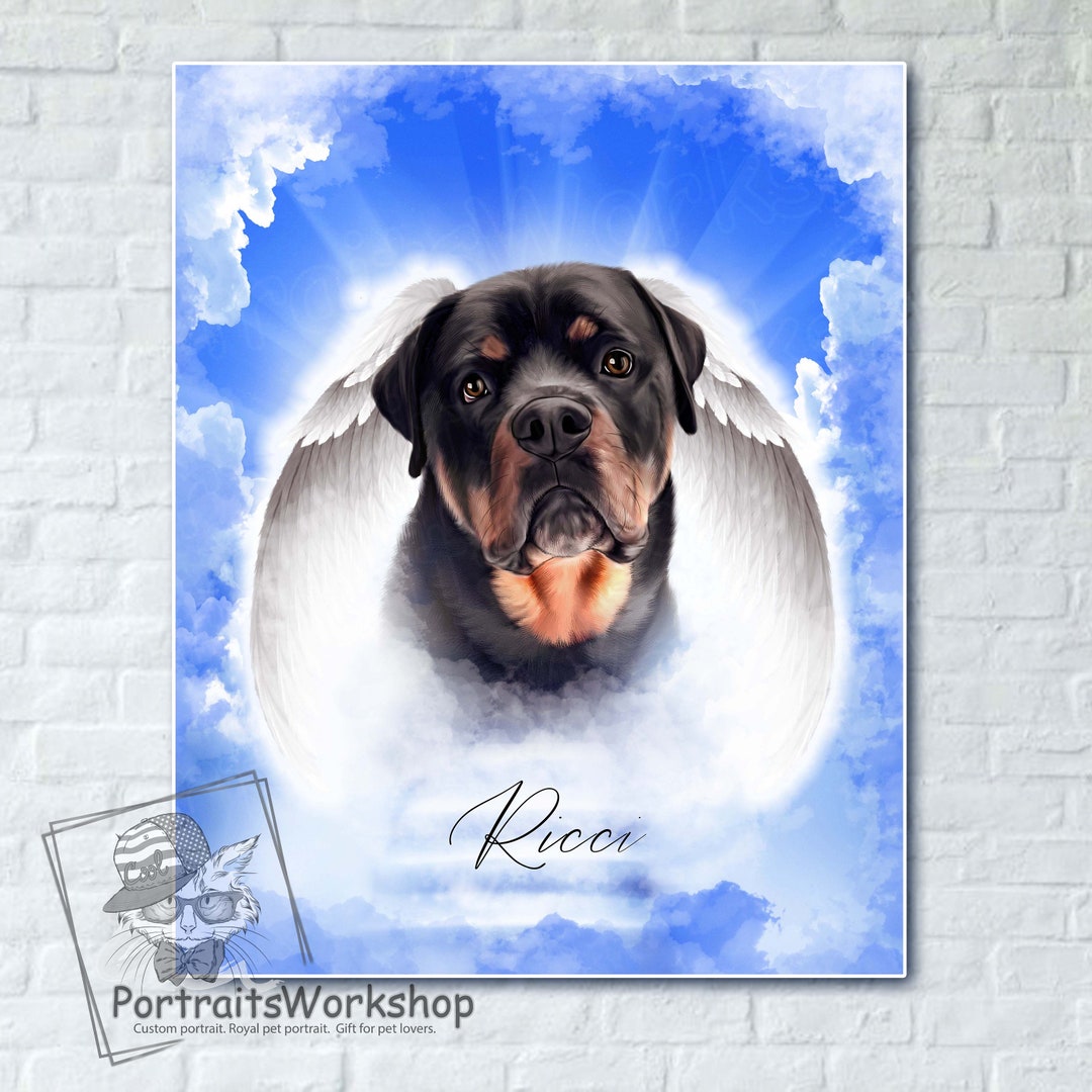 Custom Portrait of Loss Dog Cat Personalized Dog Loss Memorial Portrait ...