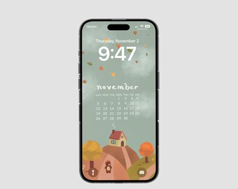 November Calendar Phone Wallpaper - Etsy