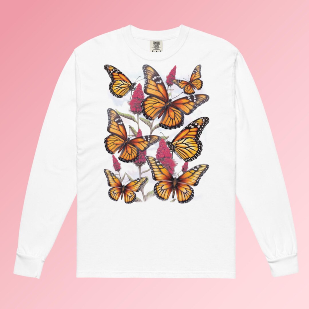 Monarch Butterfly Vintage Wash Garment-dyed Heavyweight Long-sleeve ...