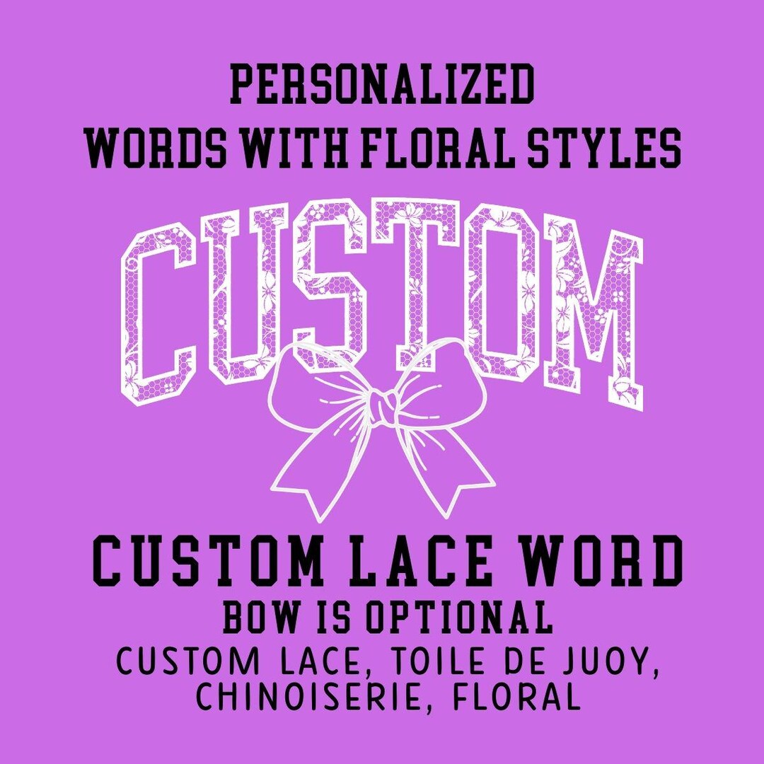 Custom Word Lace Bow Png Coquette Custom Text Easter Png Floral Words ...