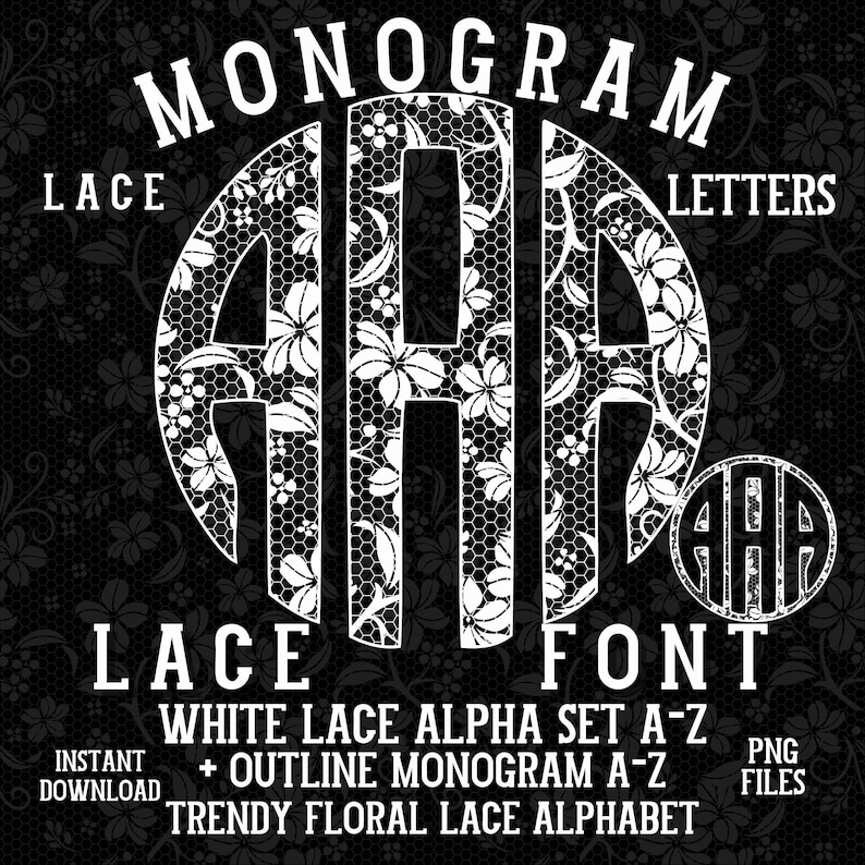 Monogram Lace Alphabet Png Initial Letters White Floral Lacy Monogram ...