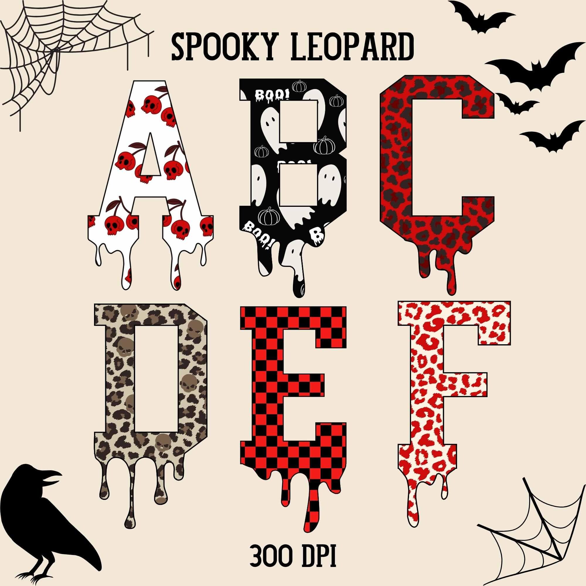 Halloween Drip Alpha 6 Set Spooky Alphabet PNG Cherry Skull Leopard ...