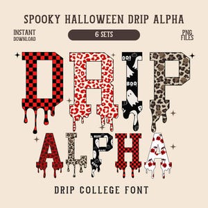 Spooky Drip Alpha 6 Set Halloween Alphabet PNG Cherry Skull Leopard ...