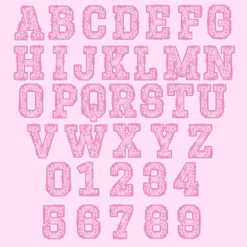 Pink Lace Varsity Alphabet Png Floral Font Bundle Png Varsity Doodle ...