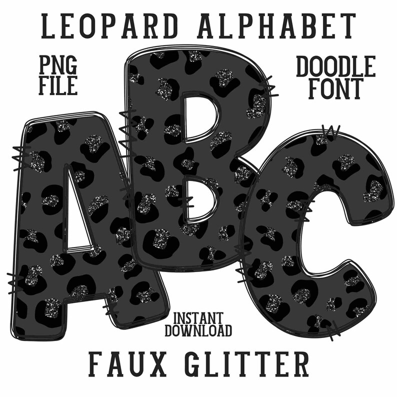 Leopard Alphabet Png Font Black Cheetah Letters Bundle Animal Print ...