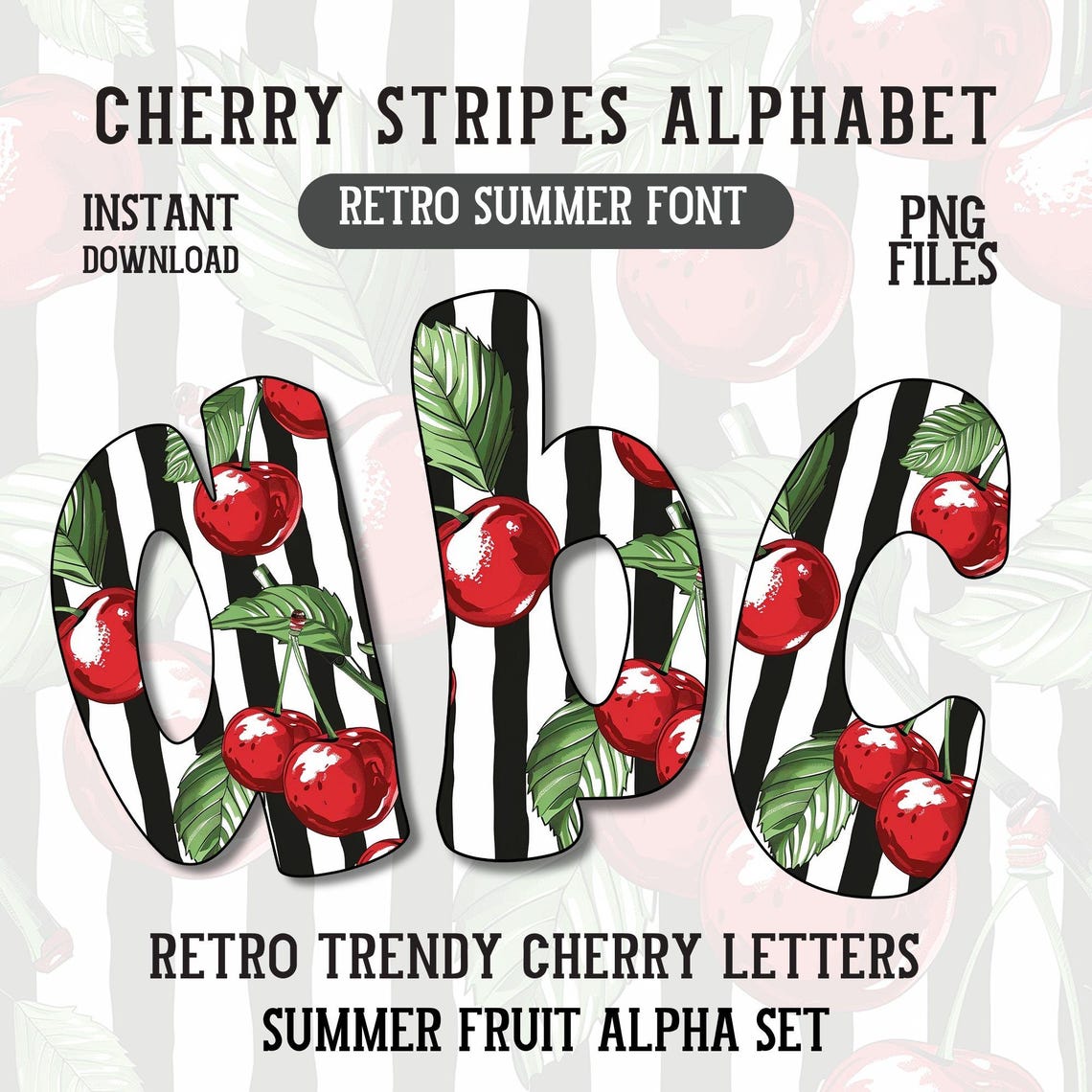 Cherry Alphabet Png Cherries Stripes Font Coquette Berry Png Alpha Set ...